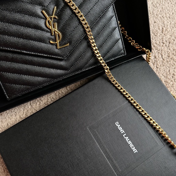 Yves Saint Laurent | Bags | Yves Saint Laurent Small Black Crossbody Bag With Gold Chain | Poshmark